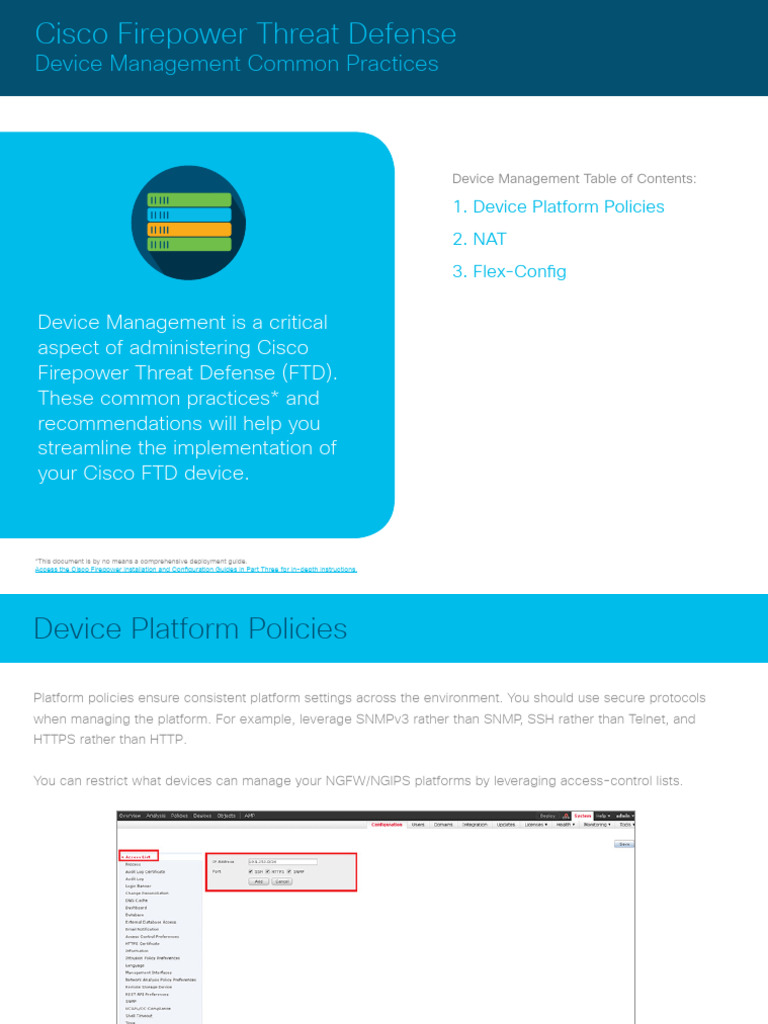 Device Management Common Practices: 1. Device Platform Policies 2. NAT 3. Flex-Config | PDF ...