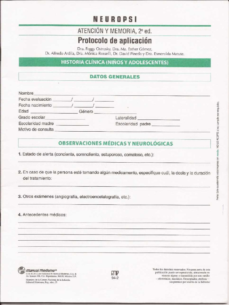 Protocolo Neuropsi-APLICACION | PDF