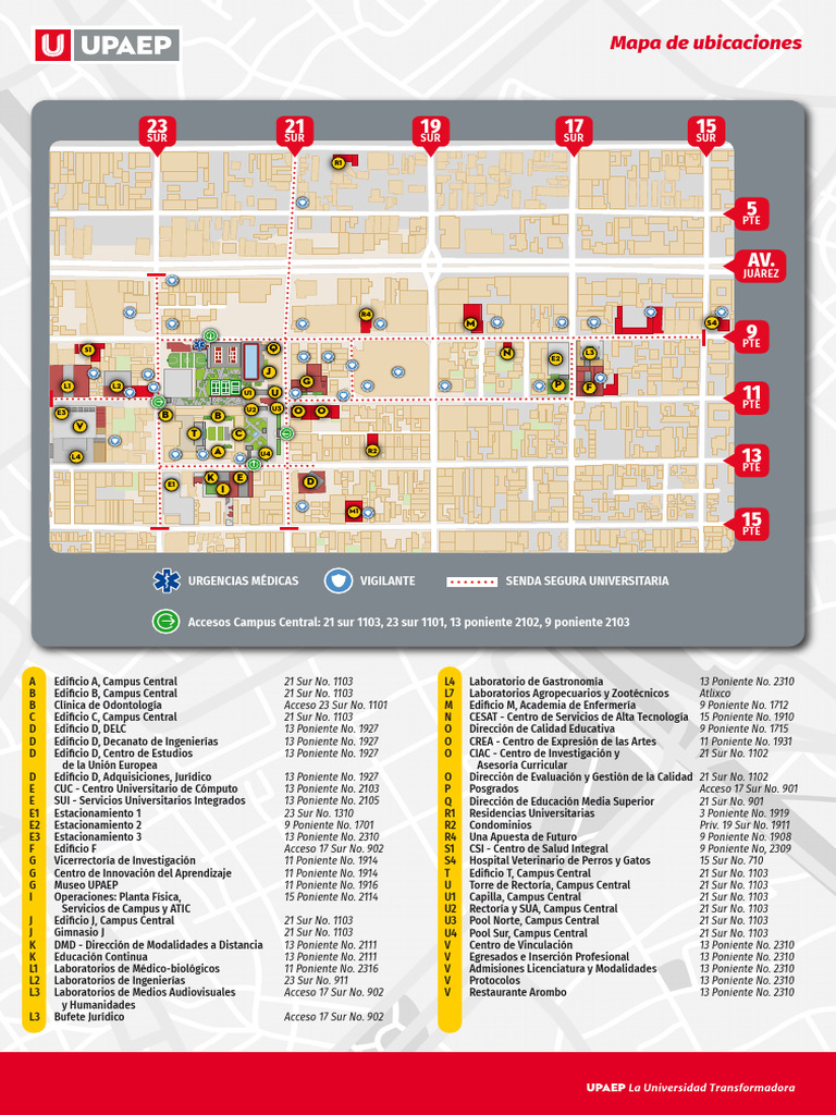 Mapa de Edificios UPAEP Campus Central | PDF