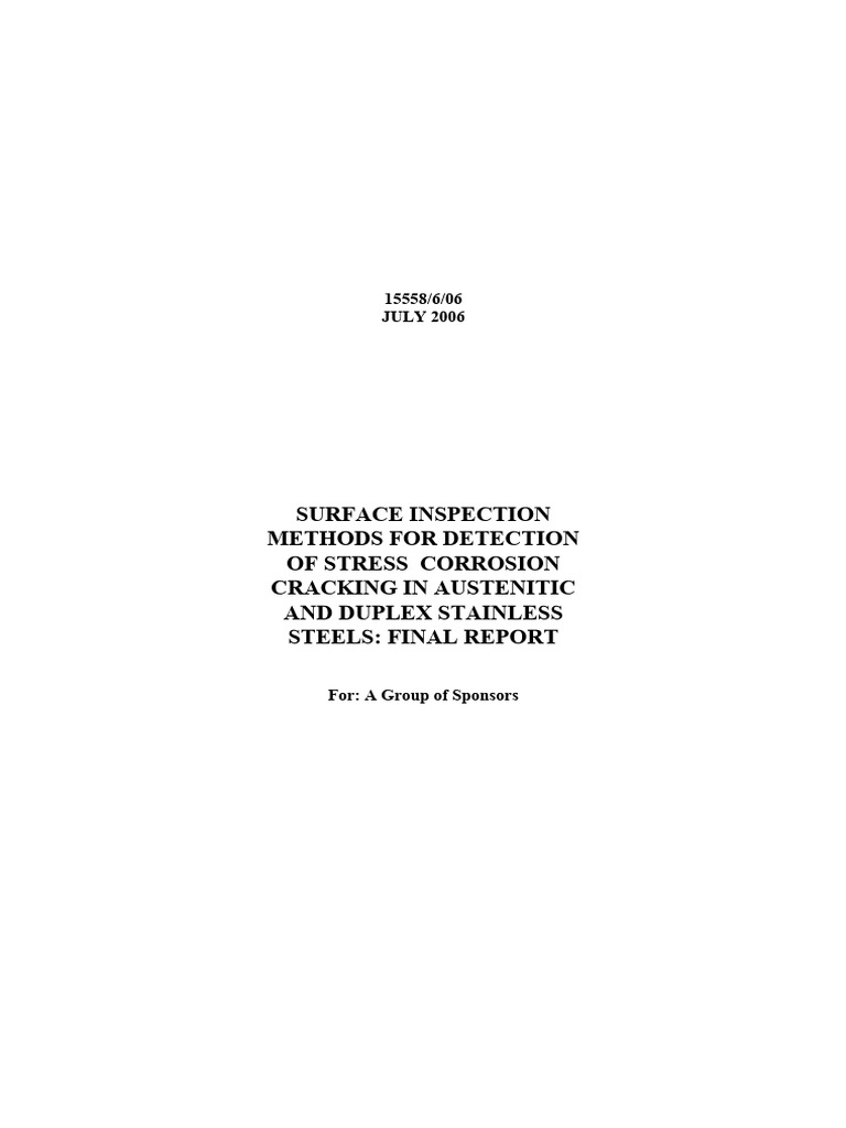 Surface Inspection Methods For Detection of Stress Corrosion Cracking ...