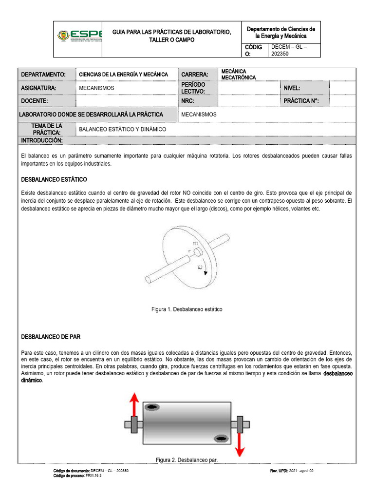 Guia Práctica - Balanceo - Estático y Dinámicos | PDF | Ángulo | Rotación
