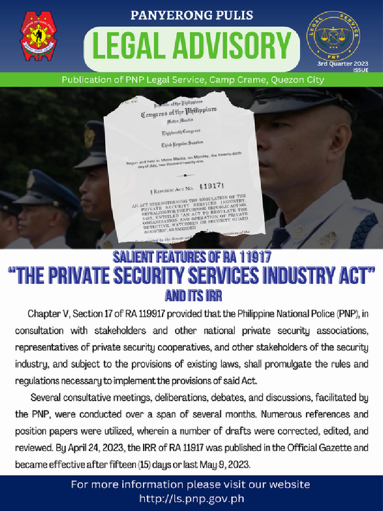 3rd Quarter 2023 PANYERONG PULIS ADVISORY | PDF