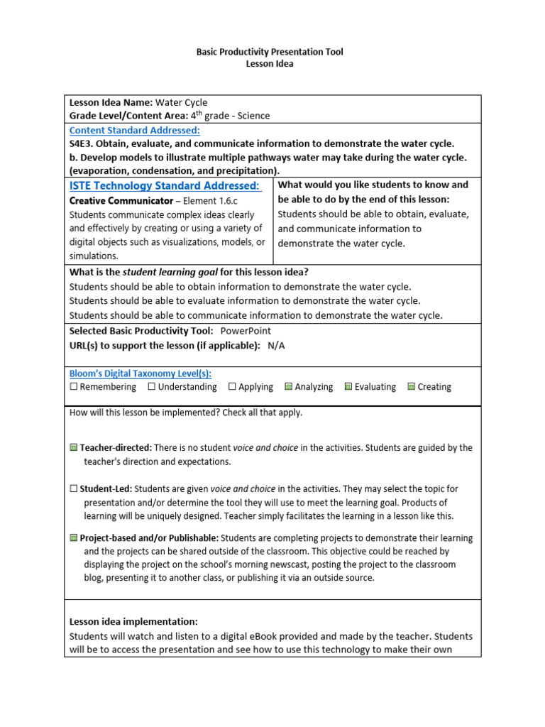 Bpts Basic Productivity Tools Lesson Idea | PDF | Project Based Learning | Learning