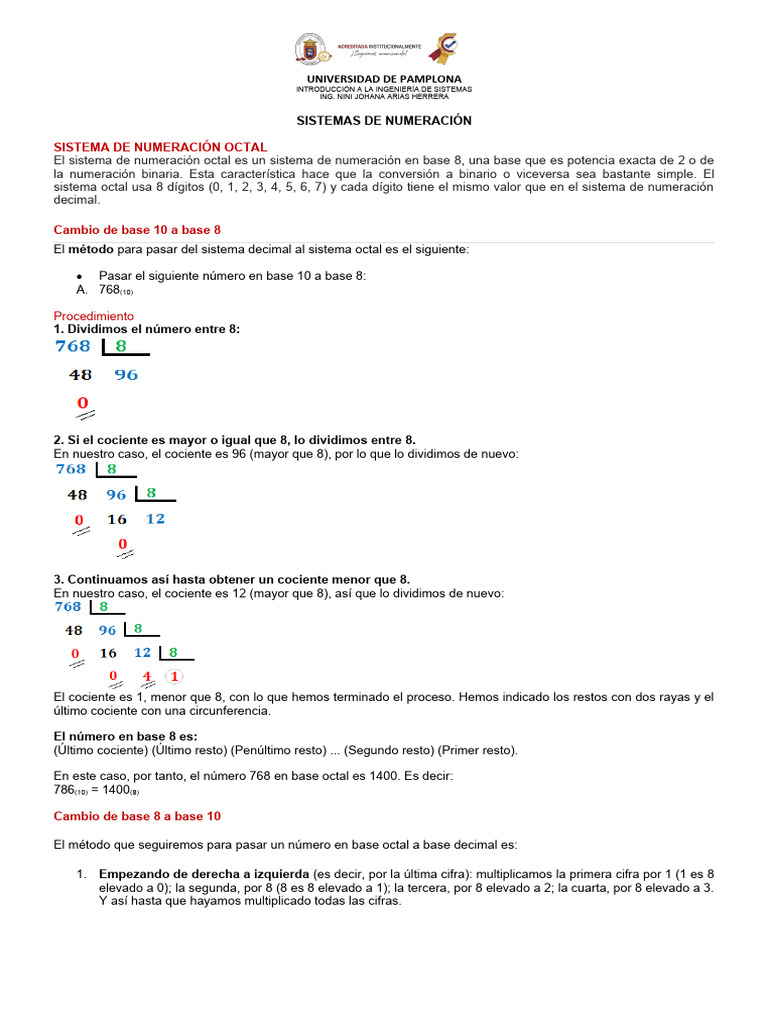 Guía 2 - Sistema de Numeración Octal | PDF | Notación Matemática ... Guía 2 - Sistema de Numeración Octal | PDF | Notación Matemática ...