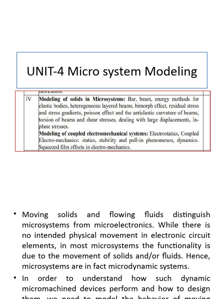UNIT-4 Micro System Modeling | PDF | Stress (Mechanics) | Force