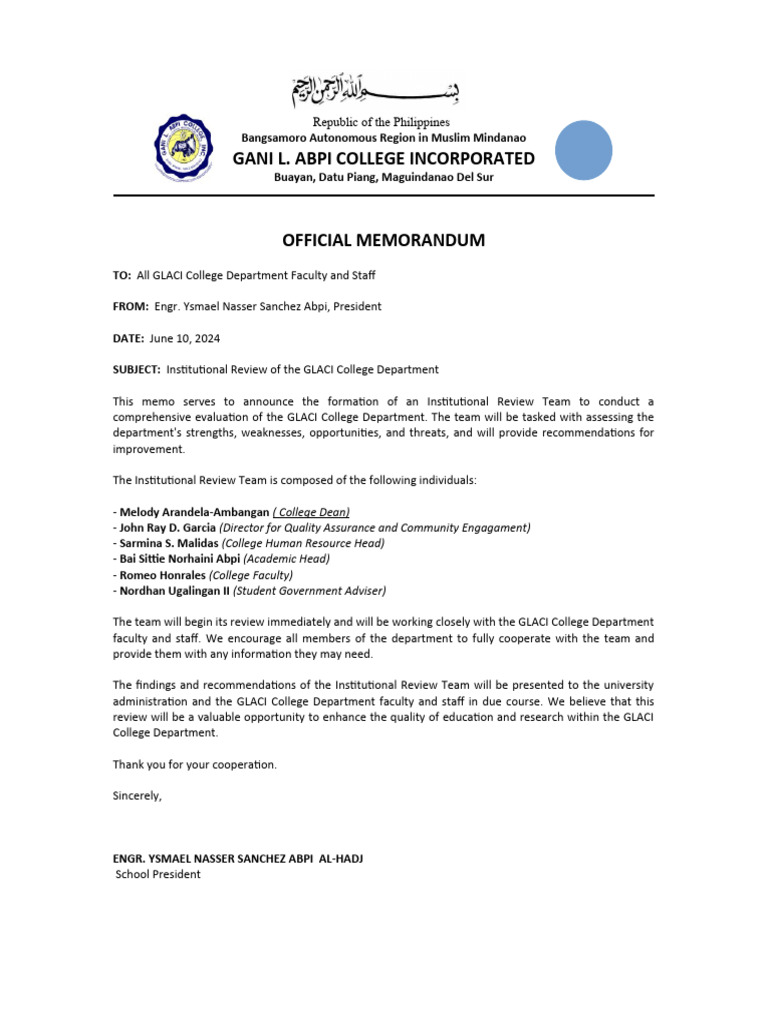 Memo and Commitment Form | PDF | Institutional Review Board