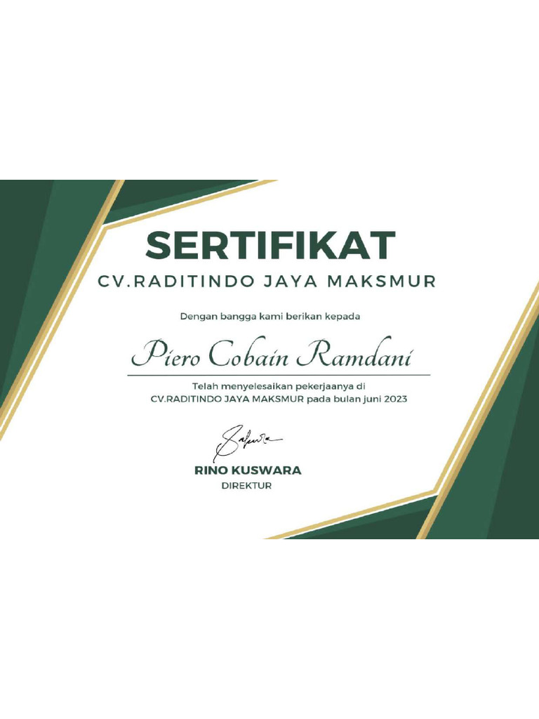 sertifikat kerja | PDF