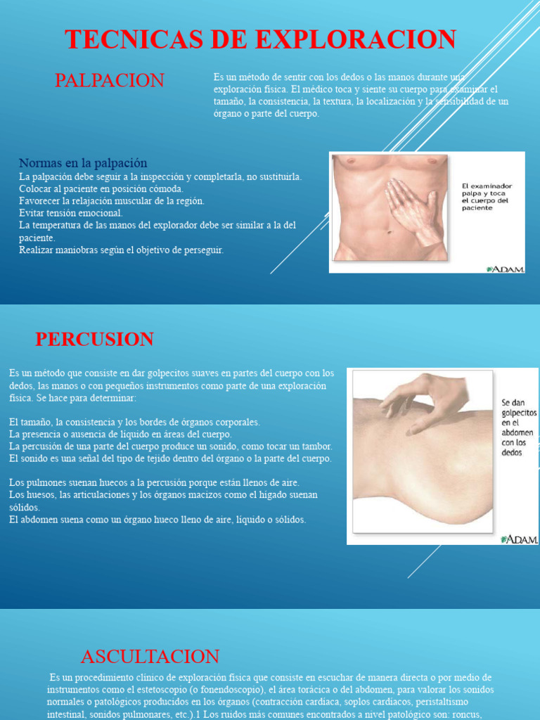 Tecnicas de Exploracion | PDF | Medicina CLINICA | Especialidades Medicas