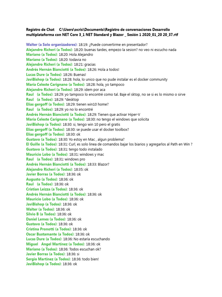 Registro de Conversaciones Desarrollo Multiplataforma Con NET Core 3 - 1 NET Standard y Blazor ...