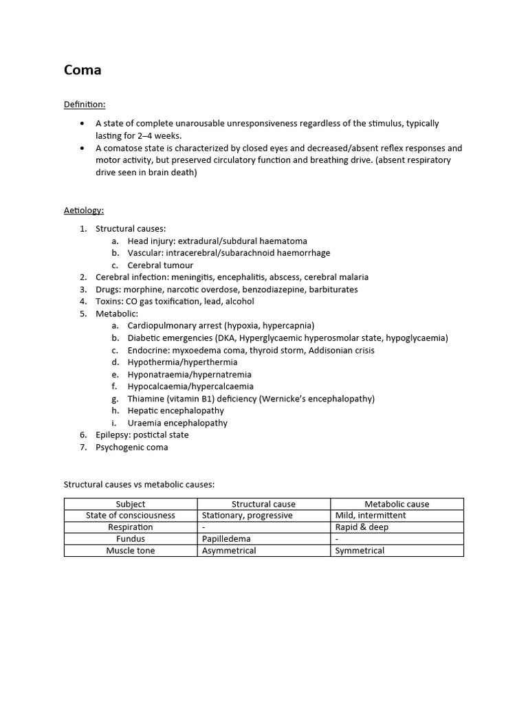 Coma | Download Free PDF | Coma | Drug Overdose