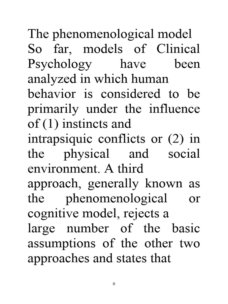 The Phenomenological Model | PDF | Humanistic Psychology | Phenomenology (Philosophy)