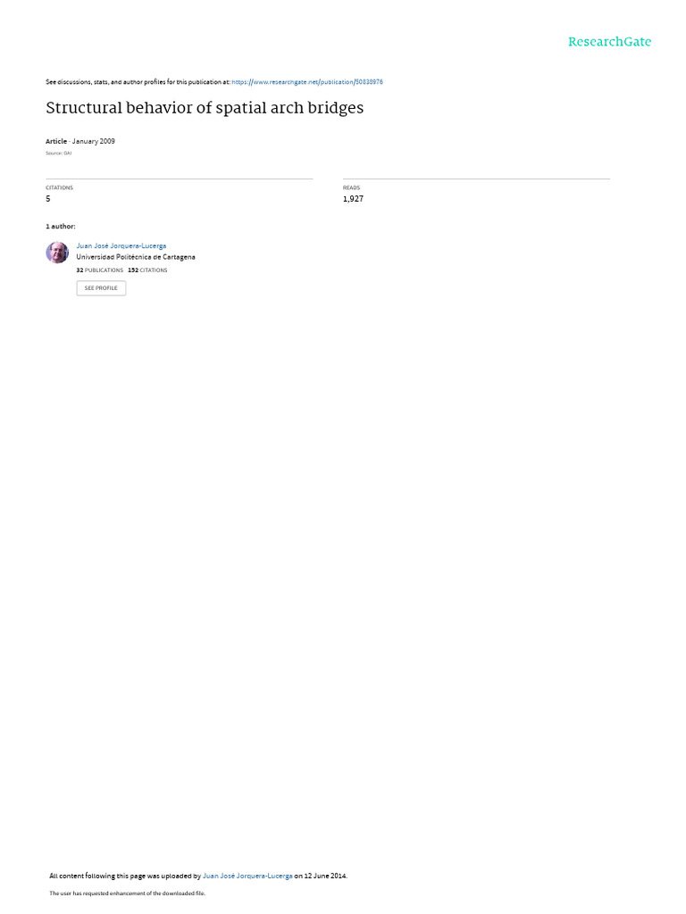 Structural Behavior of Spatial Arch Bridges | PDF | Bending | Rotation