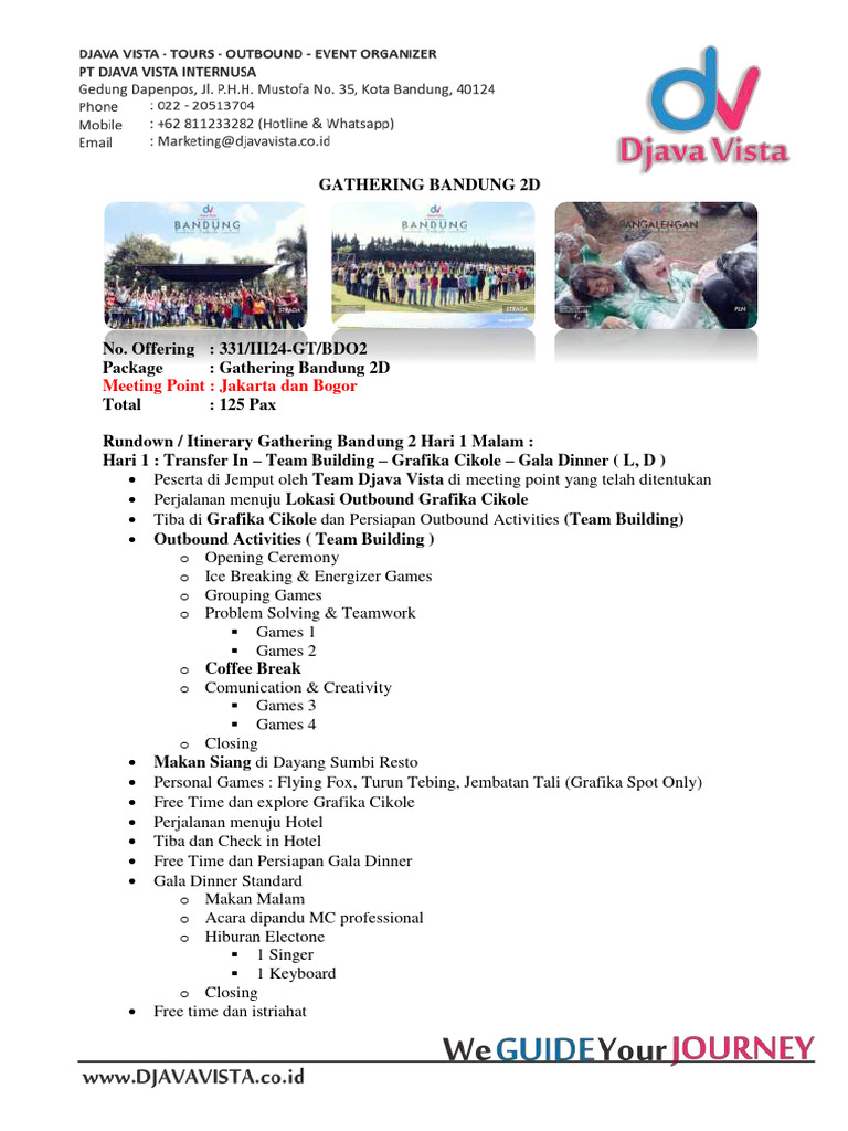 31-05-2024 2D Paket Gathering Bandung - 125 Pax (Ga@infonet - Co.id) Grafika Cikole Galdin | PDF