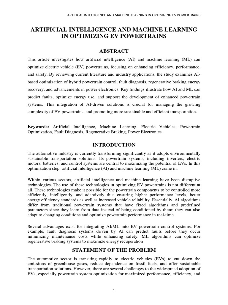 Artificial Intelligence and Machine Learning in Optimizing EV ...