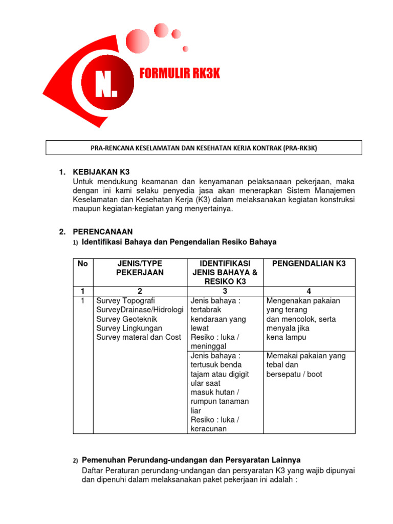 Contoh Pra-Rk3k | PDF | Teknologi & Rekayasa