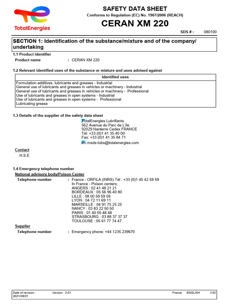 CERAN XM 220_MSDS | Download Free PDF | Toxicity | Personal Protective Equipment