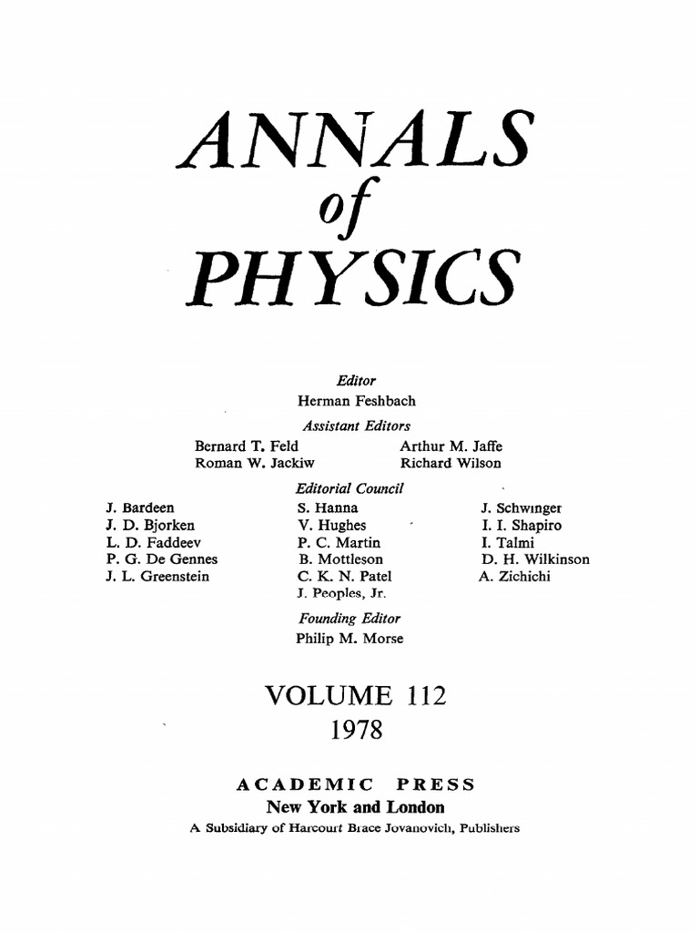 Editorial Board - 1978 - Annals of Physics | PDF