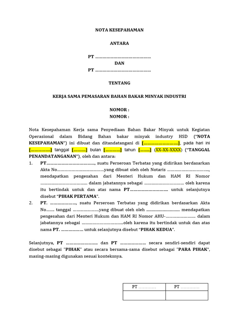 Nota Kesepahaman BBM Rev-1 | PDF | Pengelolaan Keuangan & Uang