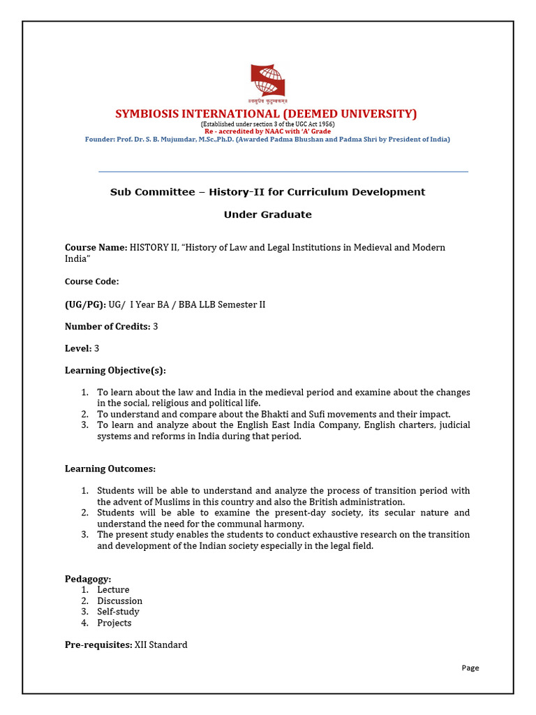 Syllabus History-II 2021-22 | PDF