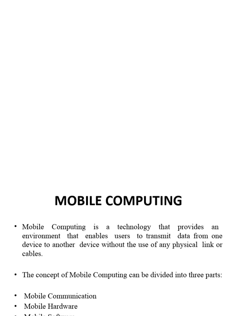 Mobile Computing - Unit 1 Part 4 | PDF | Mobile Device | Mobile Computing