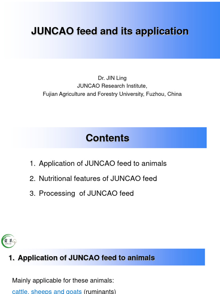 JUNCAO Feed: Applications & Benefits | PDF | Agriculture | Fodder