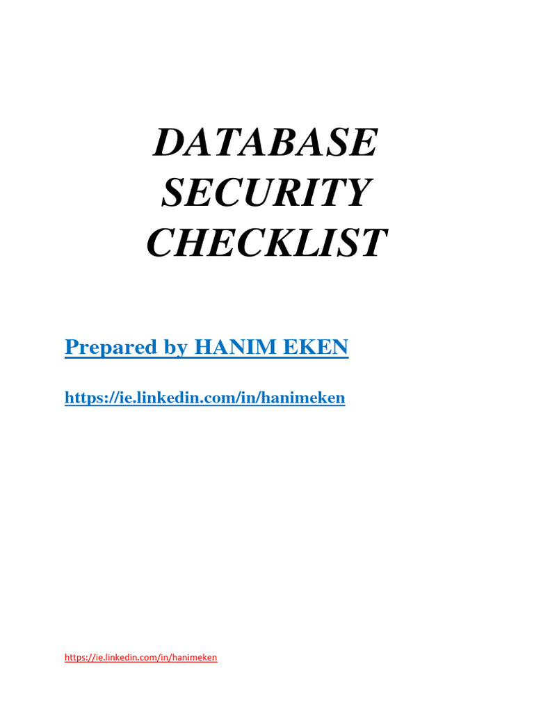 Database Security Checklist Pdf Information Security Databases