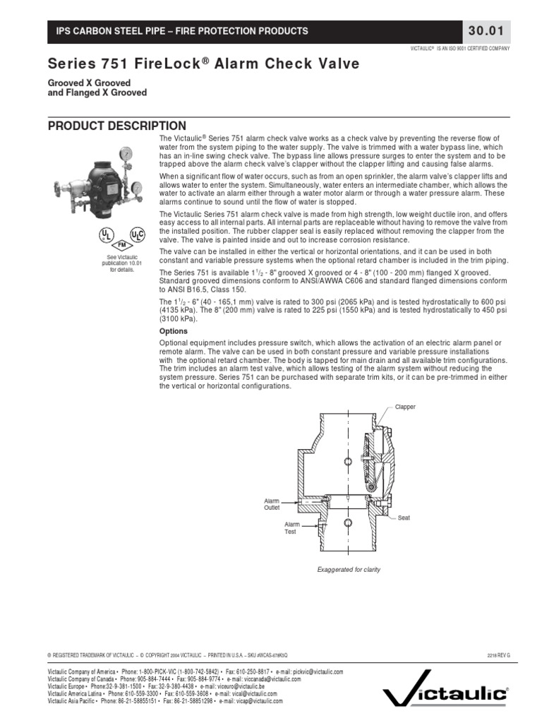 Victaulic Series 751 Alarm Check Valve | PDF | Valve | Chemical Engineering