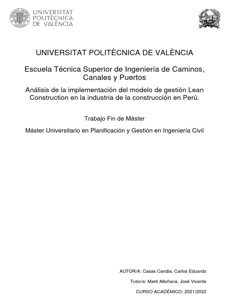 Casas - Analisis de La Implementacion Del Modelo de Gestion Lean ...
