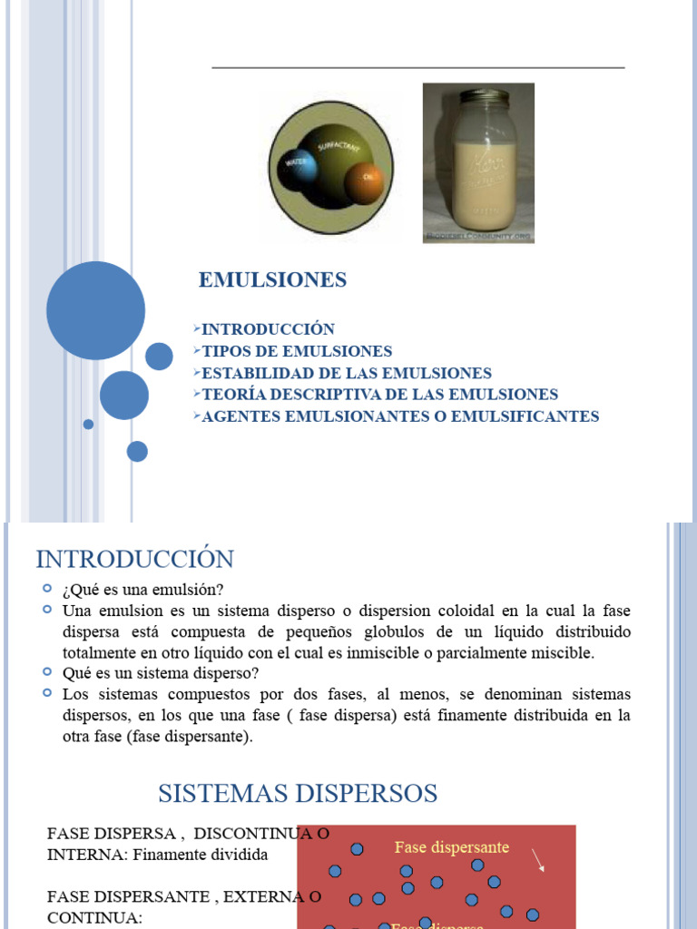 EMULSIONES-CLASE-1-ppt-ppt | Descargar gratis PDF | Emulsión | Coloide