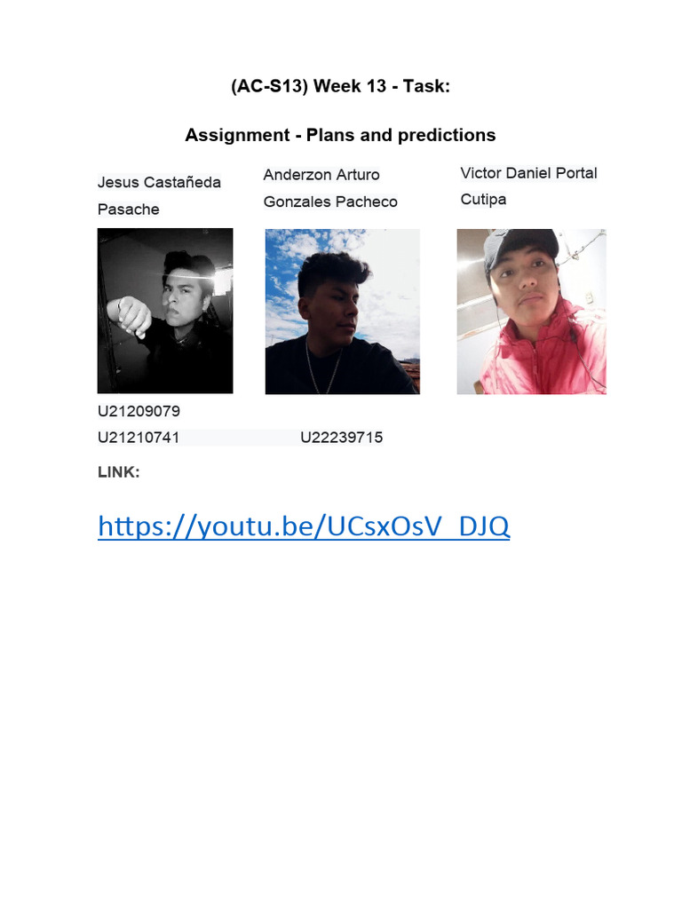 (AC-S13) Week 13 - Task-Assignment - Plans and Predictions | PDF