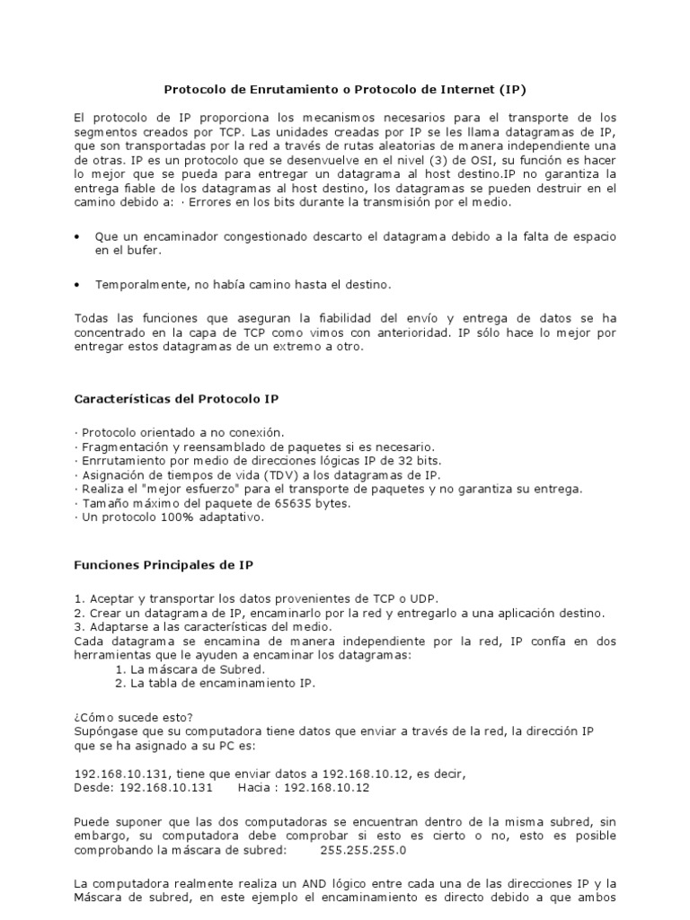 Protocolo de Internet (IP) | PDF