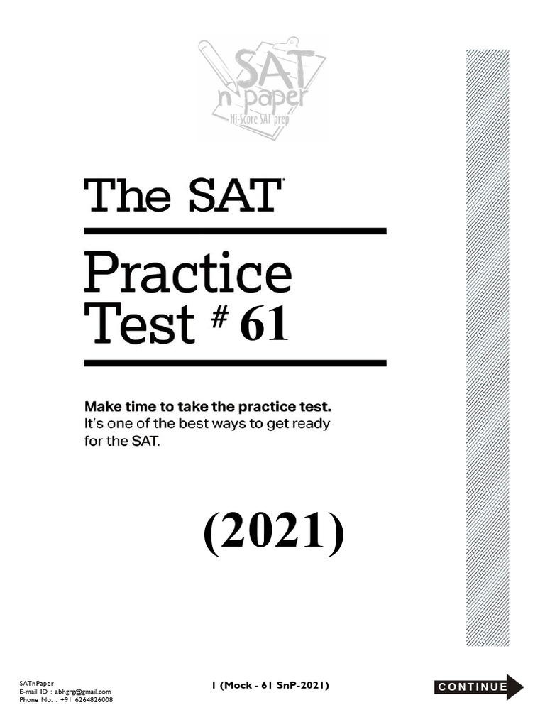 SAT Mock - 61 (12 January 2022) | PDF | Economics | Property