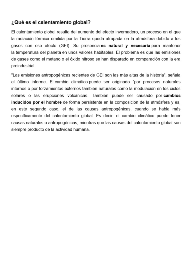 Qué Es El Calentamiento Global | PDF | Contaminación | Gases de efecto ...