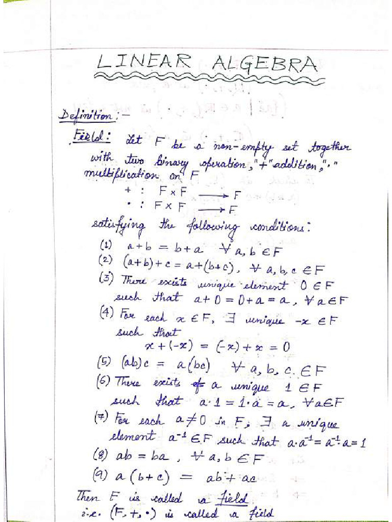 Linear Algebra notes_compressed | PDF