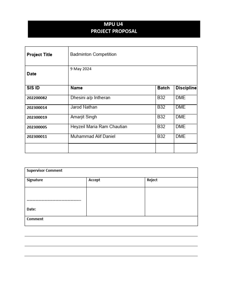 Badminton Competition Proposal 2024 | PDF | Sports