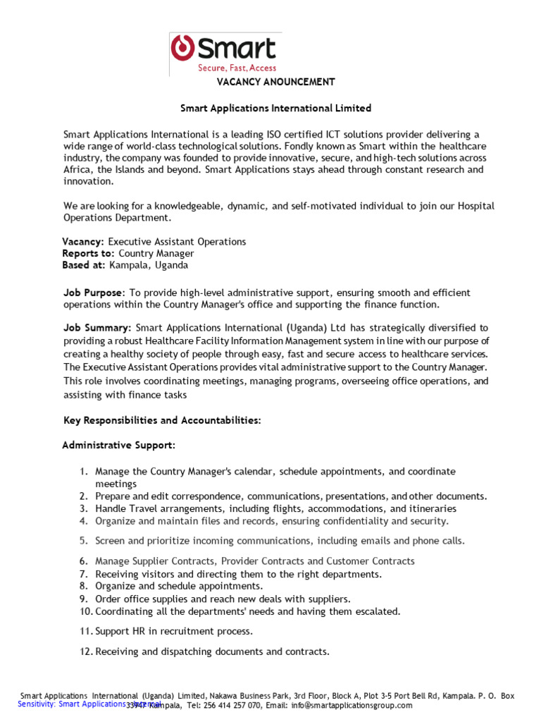 External Advert - Executive Assistant Operations | PDF | Business