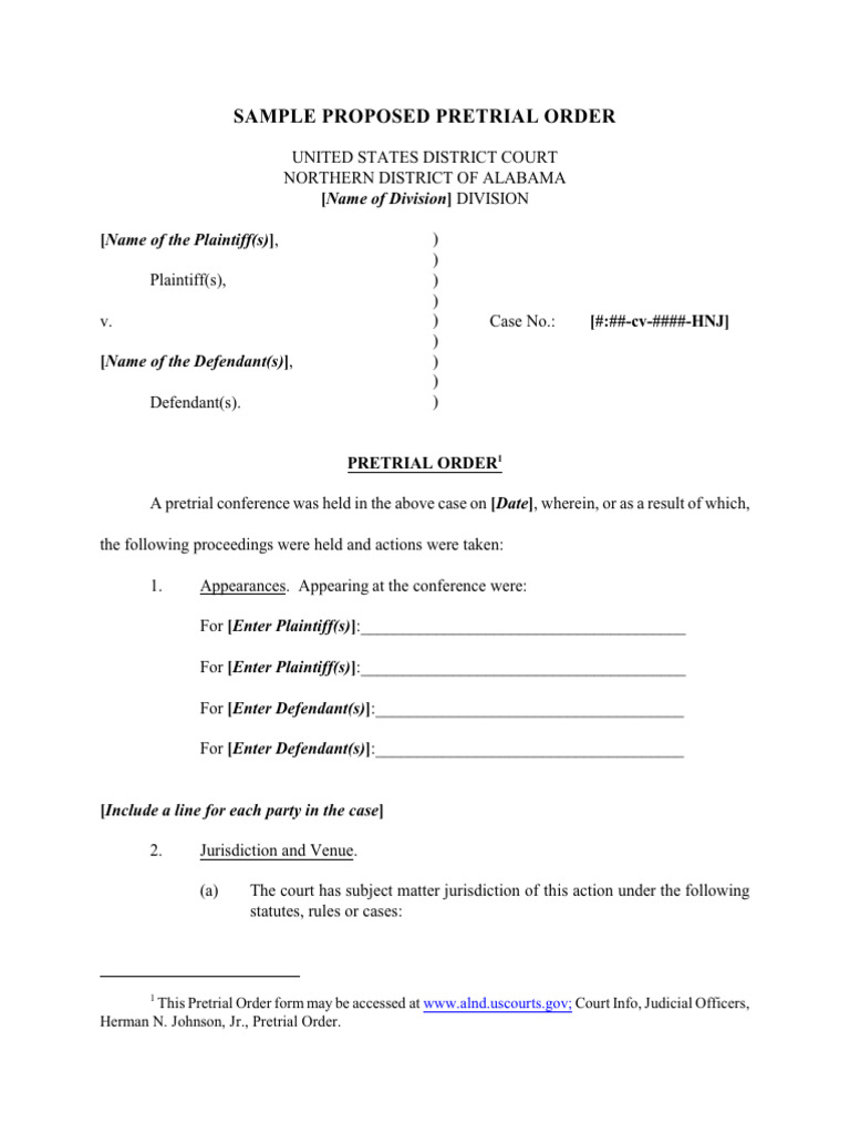 HNJ Pretrial Order and Exhibit A Pretrial Procedures | PDF | Deposition ...