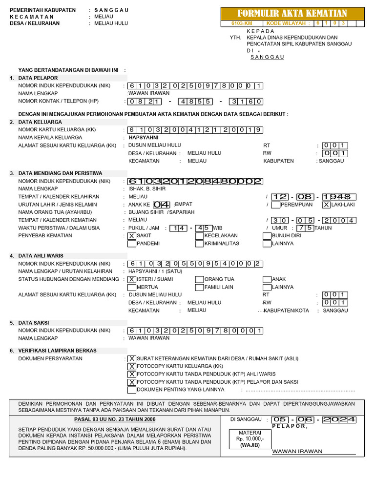 Formulir Kematian | PDF