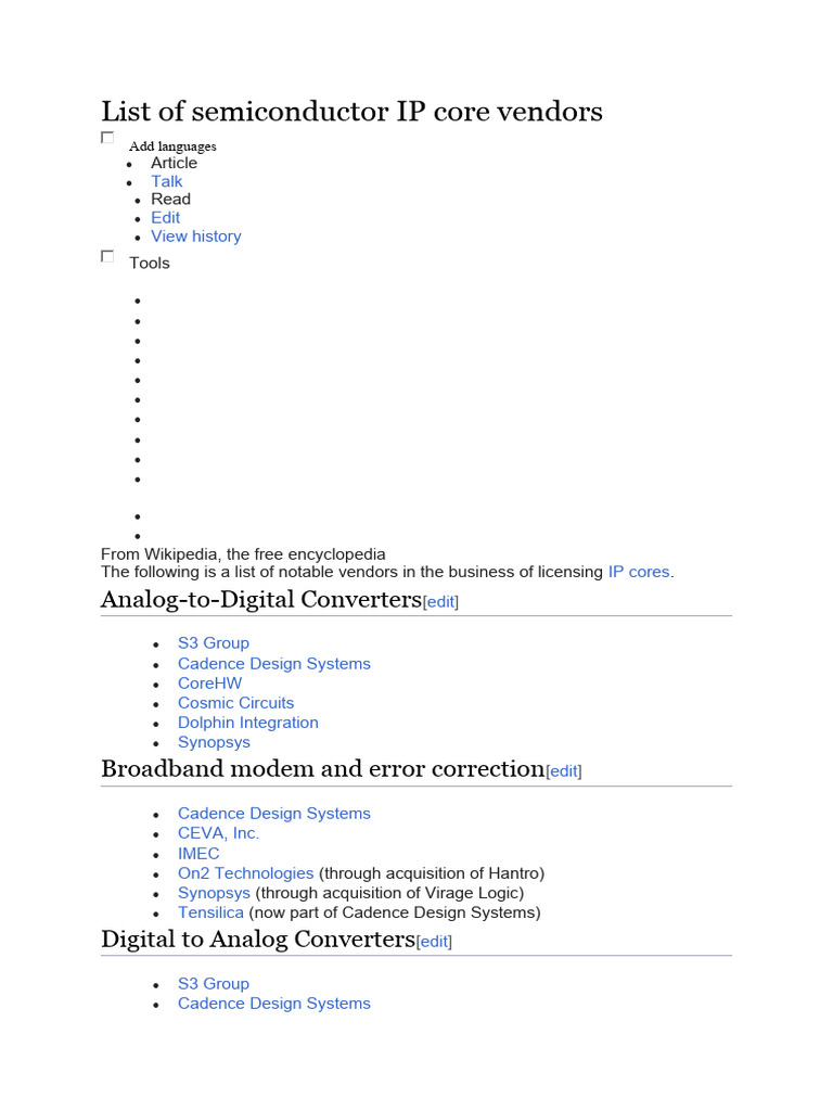 List of Ip Vendors | PDF | Graphics Processing Unit | Computer Hardware
