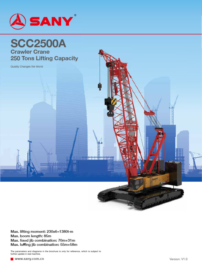 SCC2500A Crawler Crane Specs | PDF | Crane (Machine) | Length
