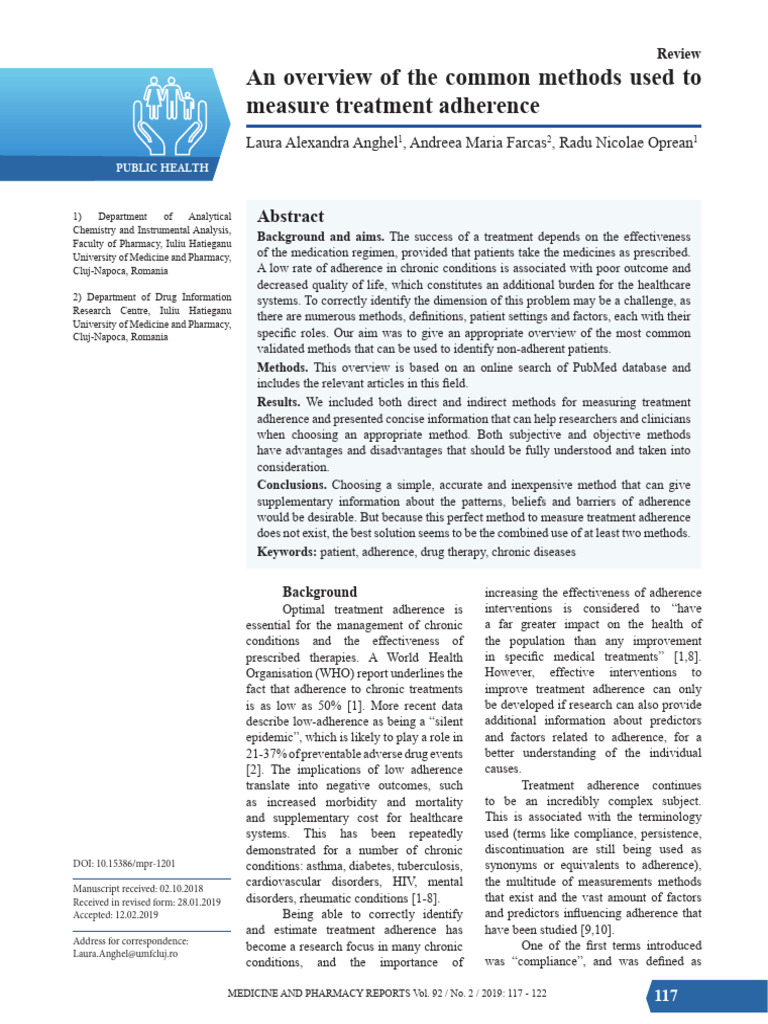 Medication Adherence Assessment Methods | PDF | Chronic Condition ...