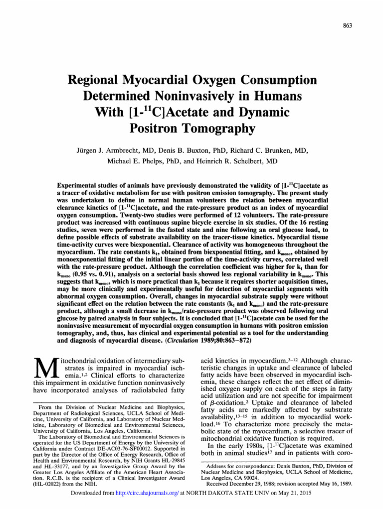 Regional myocardial oxygen consumption | Download Free PDF ...