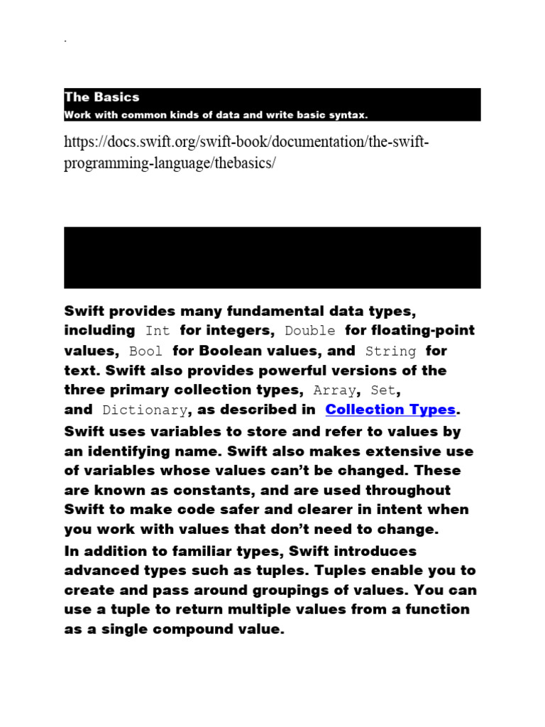 Swift Programing Pdf Data Type Integer Computer Science 1405