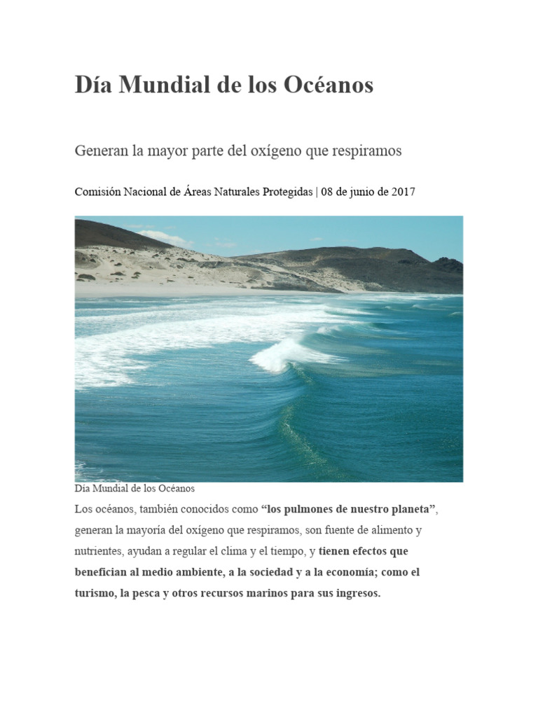Día Mundial de Los Océanos | PDF | Océanos | Agua