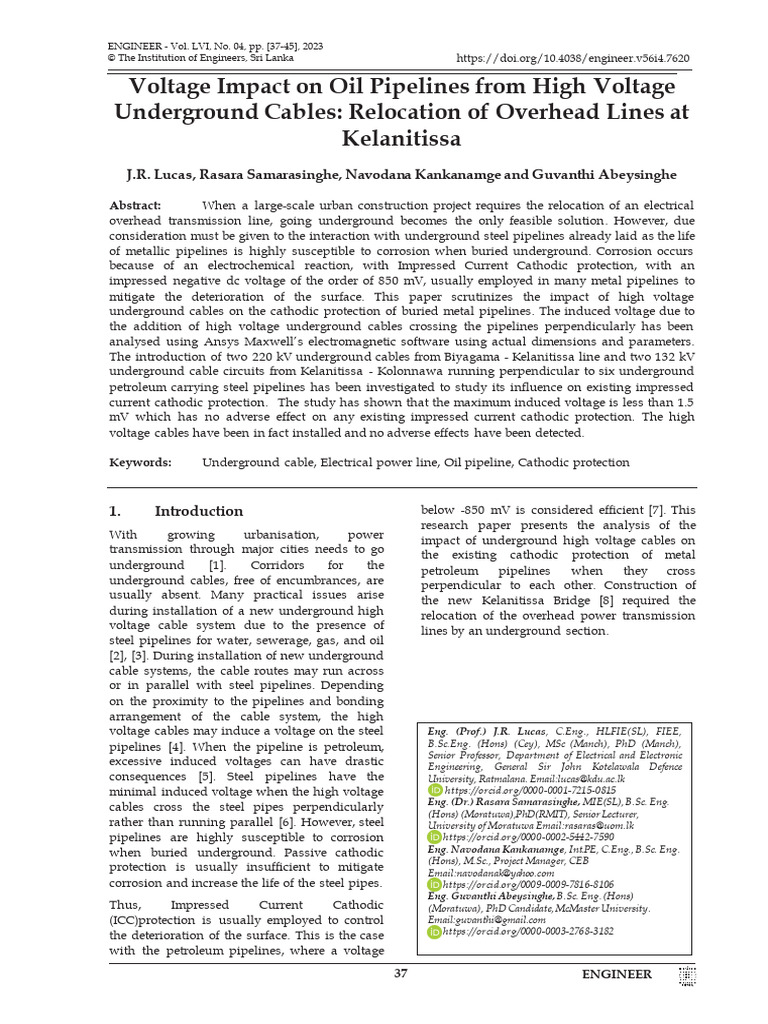 Voltage Impact on Oil Pipelines From High Voltage | PDF | Corrosion | Anode