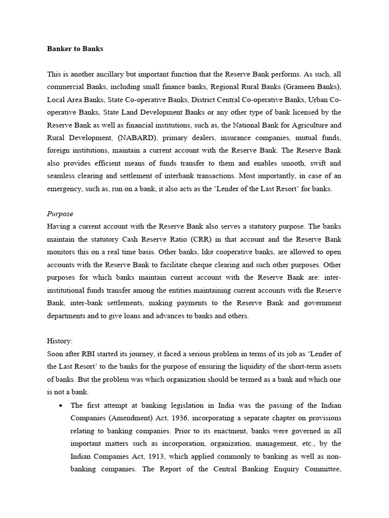 Banker To Banks 8th July Pdf Banks Reserve Bank Of India
