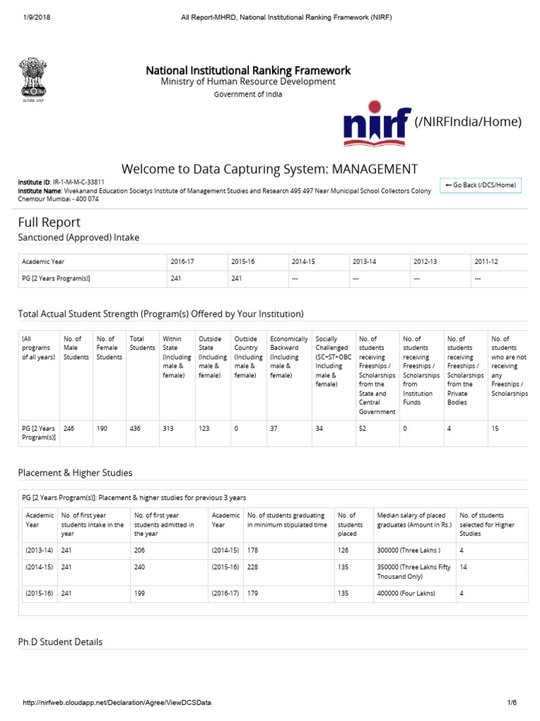 MHRD NIRF Ranking Report 2018 | PDF | Vocational Education