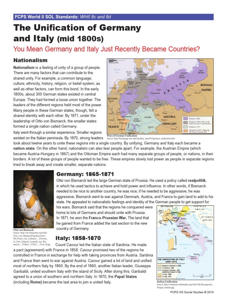 Unification of Germany and Italy Explained | PDF | German Empire ...