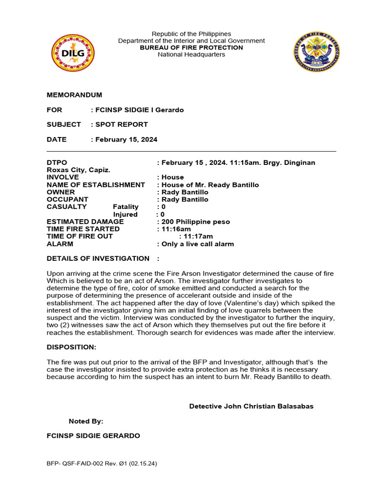 Spot report final | PDF | Criminal Law | Law Enforcement