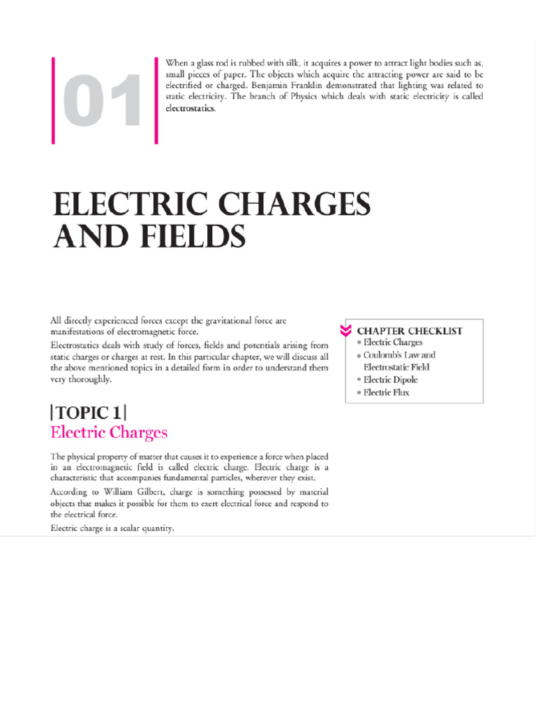 Chapter 1 Electric Charge and Field | PDF